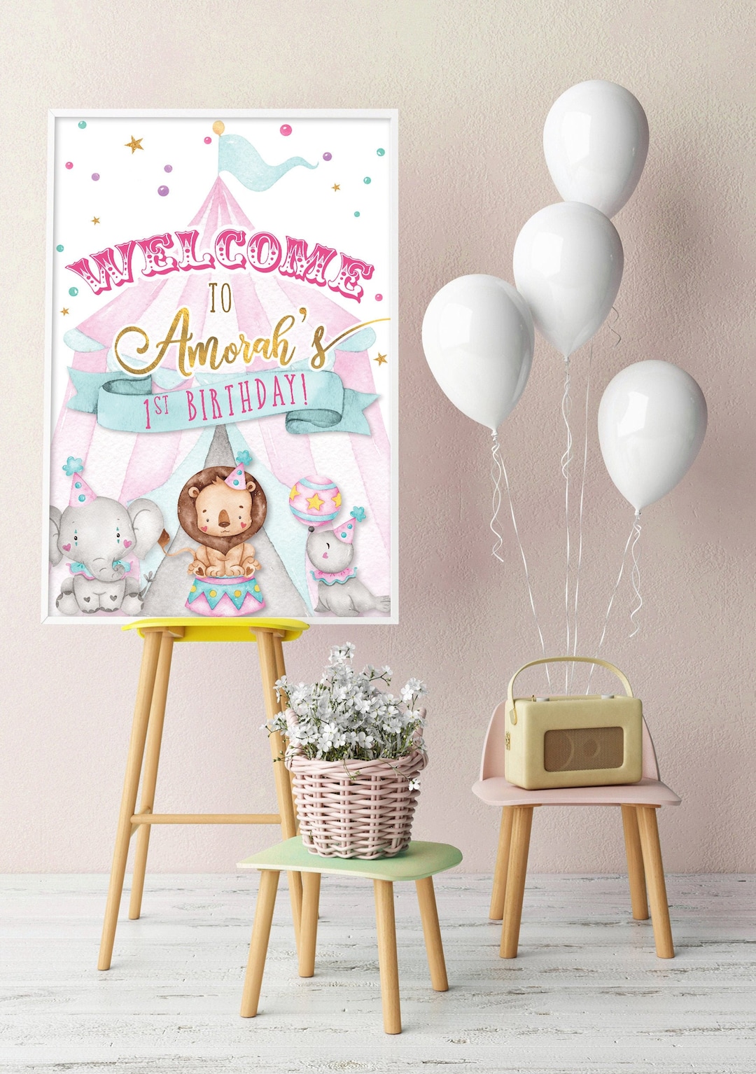 Circus Carnival Welcome Sign, Circus Animals, Circus Girl's 1st ...