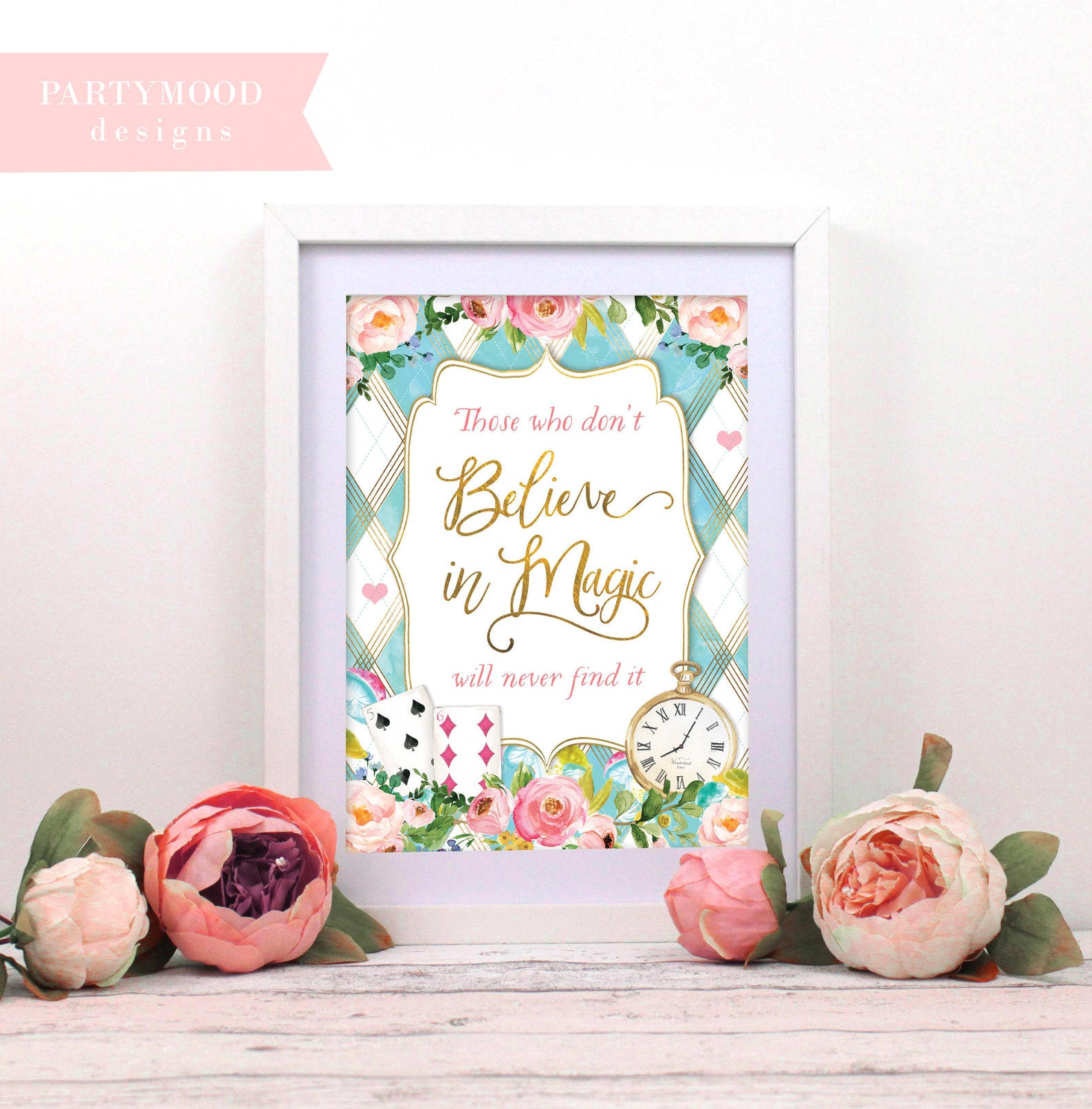 Alice in Wonderland Gable Box, Editable Gift Box, Onederland Gable ...