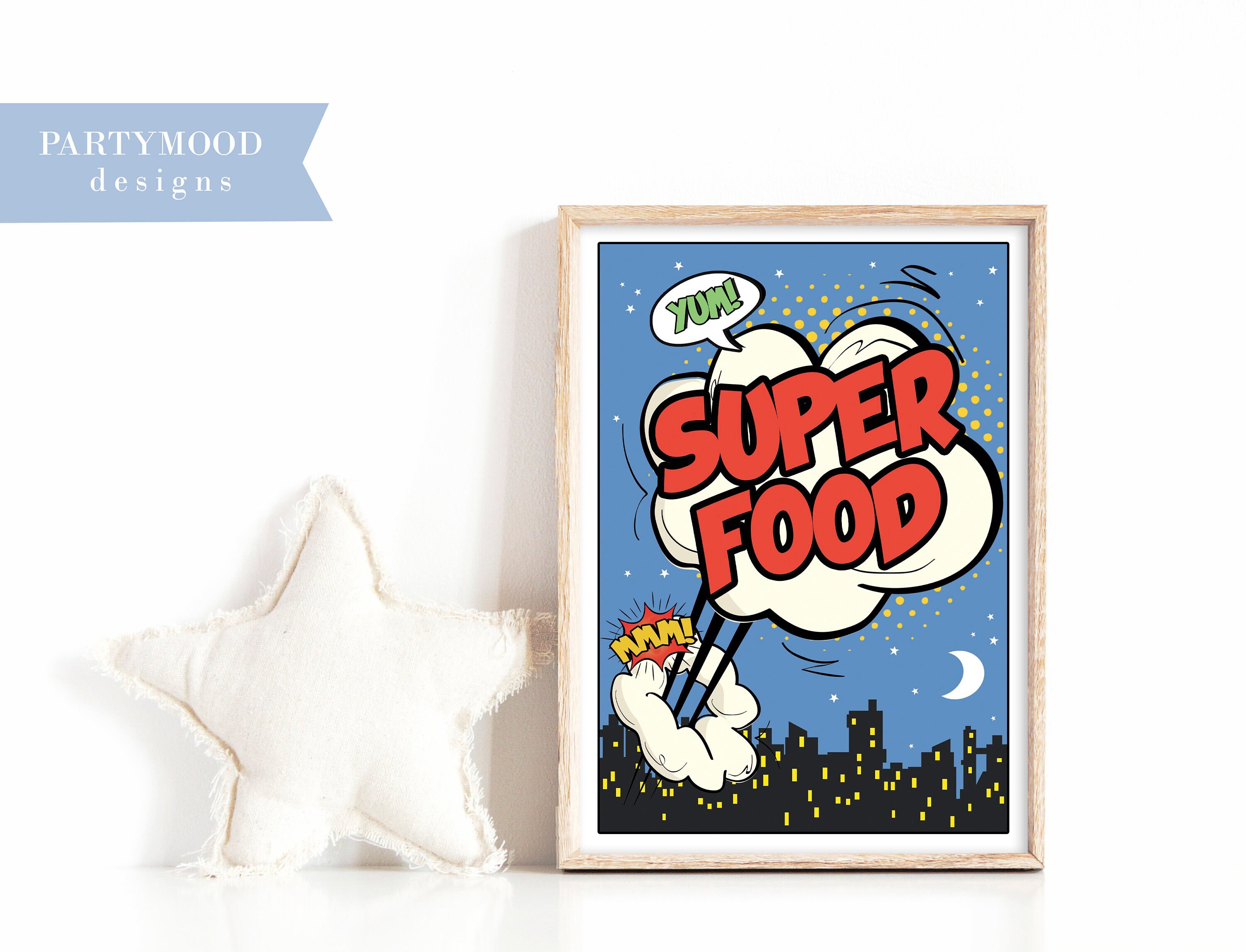 Superheroes Party Signs, Drinks Gifts Food Sign, Table Decor, Superhero ...