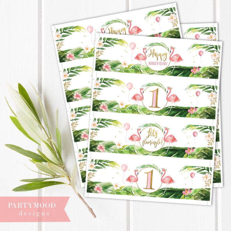 Flamingo Water Labels Tropical Birthday Lets Flamingle | Etsy