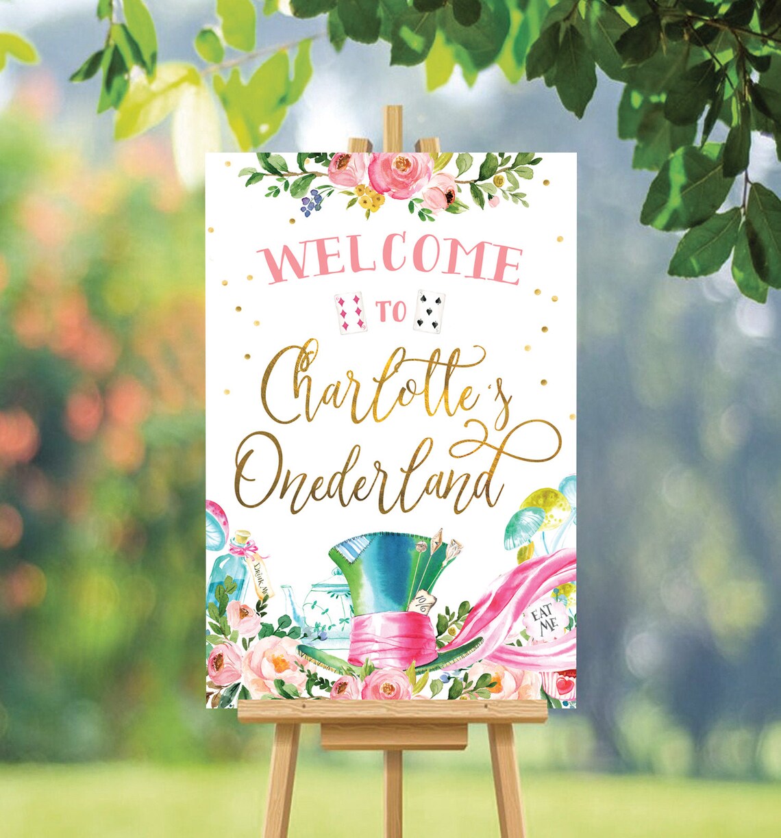 Alice in Wonderland Welcome Sign Onederland Girl's 1st - Etsy