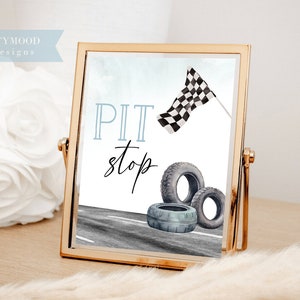 Pit Stop Sign, Fast One Food Station Sign, Little Racer Race Car ...