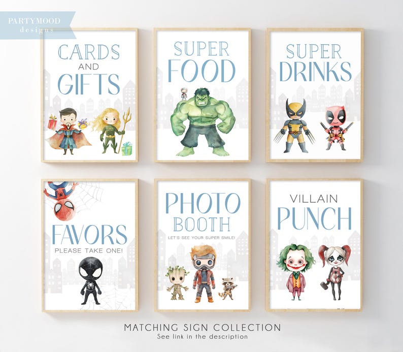 Superheroes Birthday Sign, Directional Arrows, Fun Superhero Signs ...