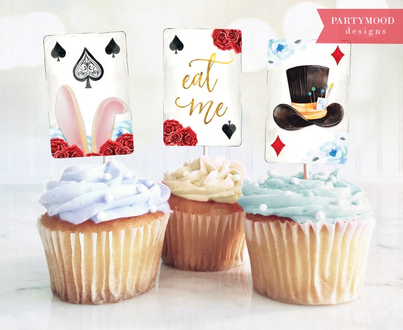 Alice in Wonderland Cupcake Wrappers Eat Me Wrapper | Etsy