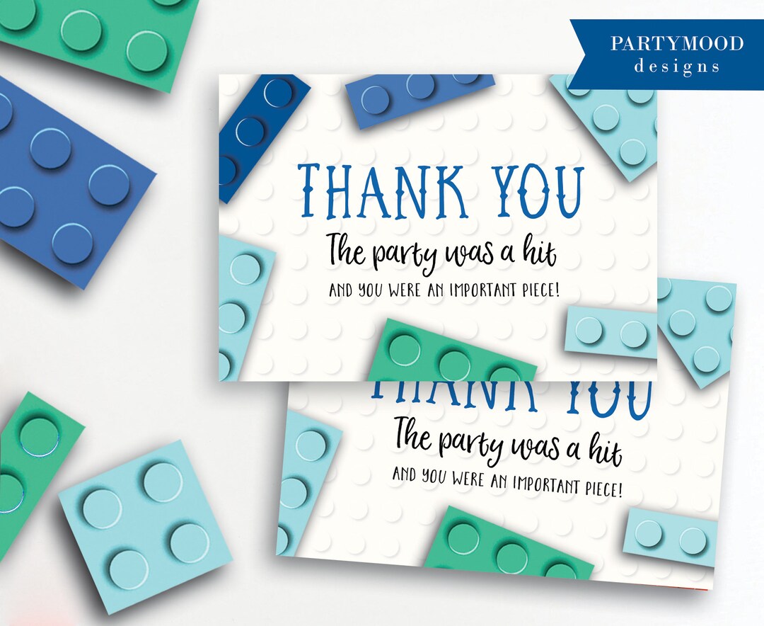Building Blocks Thank You Cards, Thank You Cards, Blocks Birthday Party ...