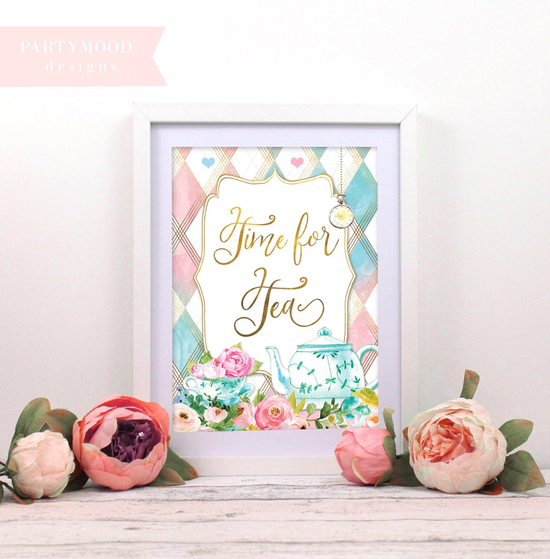 Alice in Wonderland Time for Tea Sign, Fun Sign, Decor Onederland Girl ...