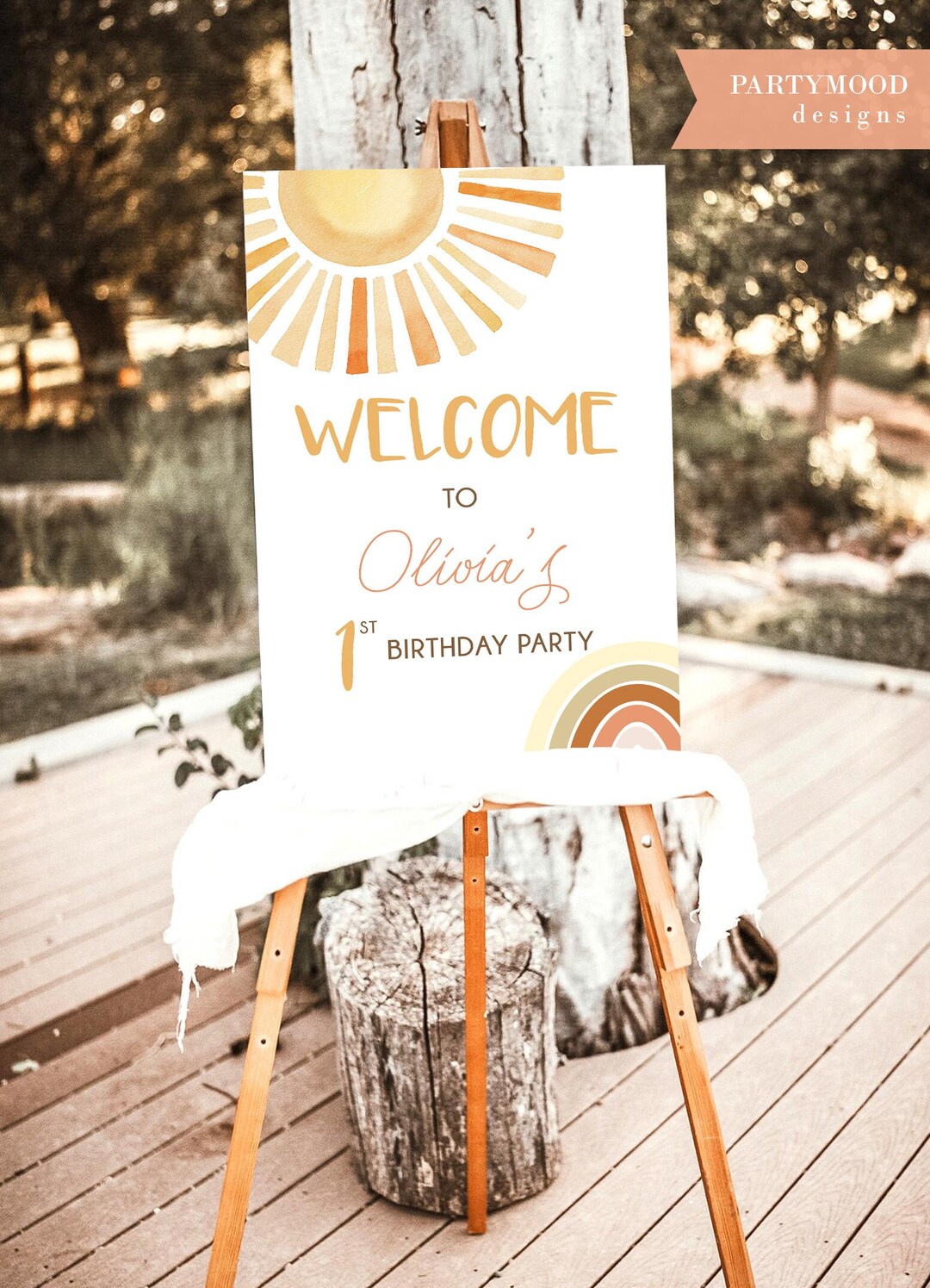 Sunshine Welcome Sign, Firs Trip Around the Sun Girl Birthday Party ...