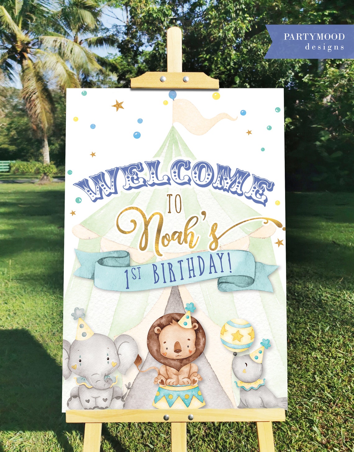 Circus Carnival Welcome Sign, Circus Animals, Circus Boy's 1st Birthday ...