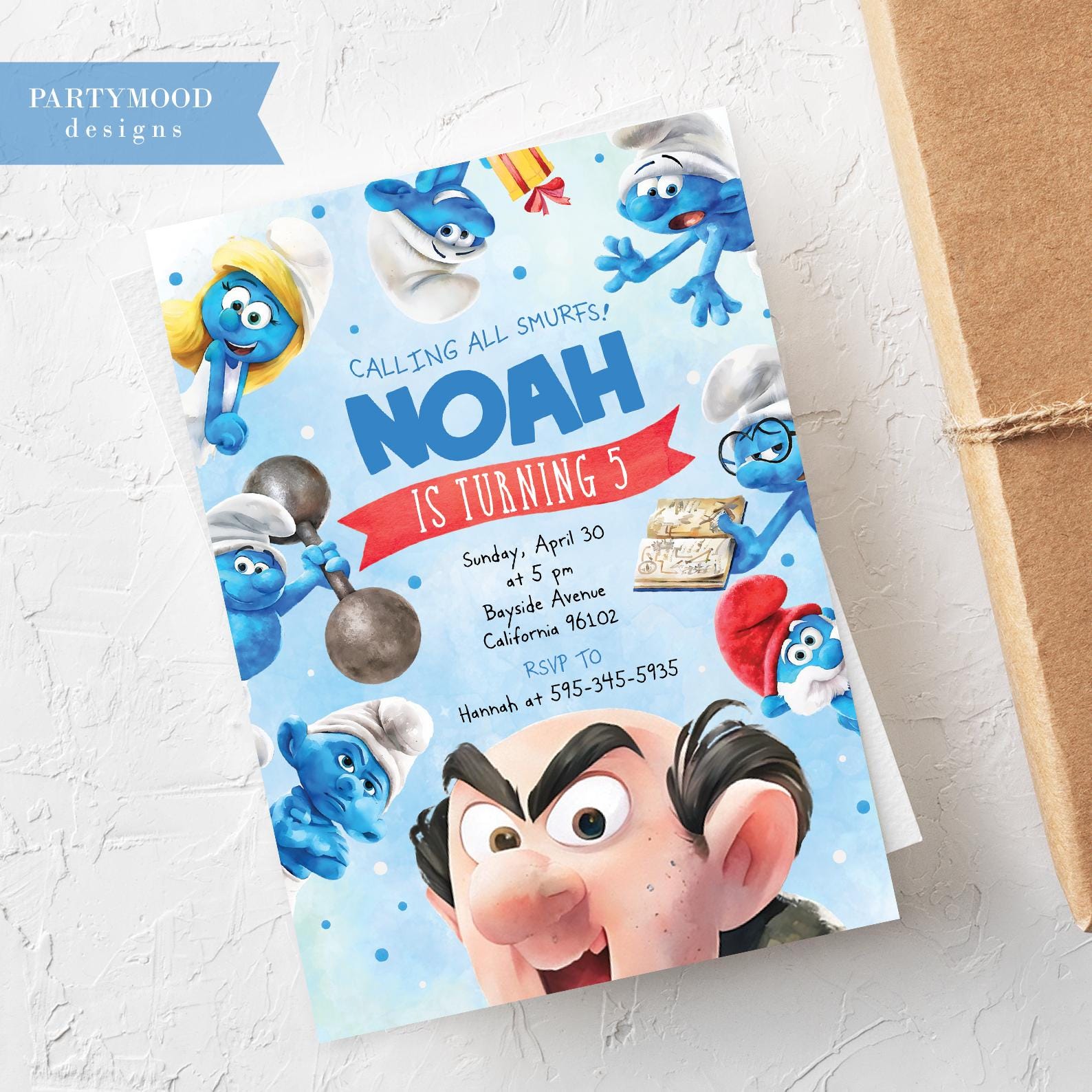 Smurfs Birthday Invitation, Editable Smurf Invite, Smurfs Movie ...