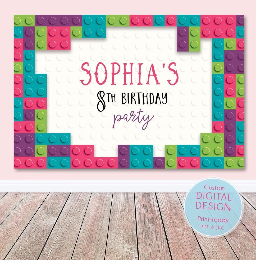 Building Blocks Backdrop, Editable Backdrop, Blocks Birthday Party ...