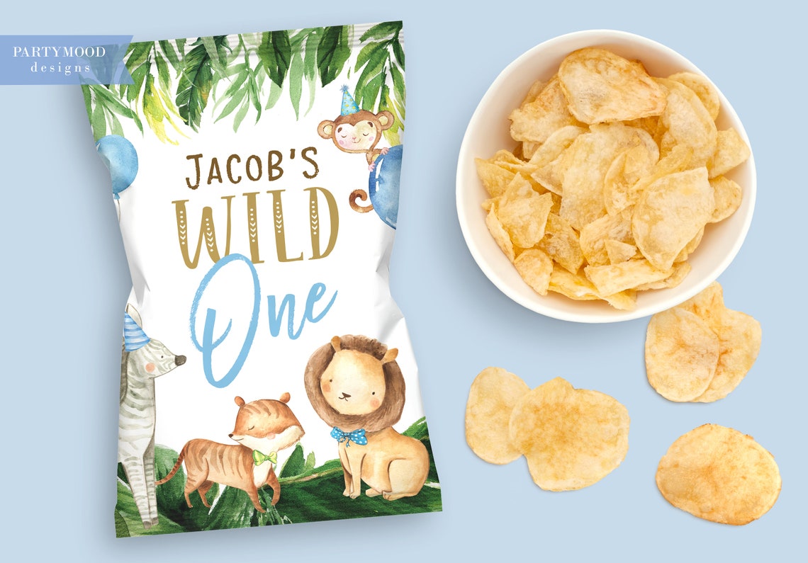 Safari Chip Bag Wild One Chips Safari Animals Party - Etsy