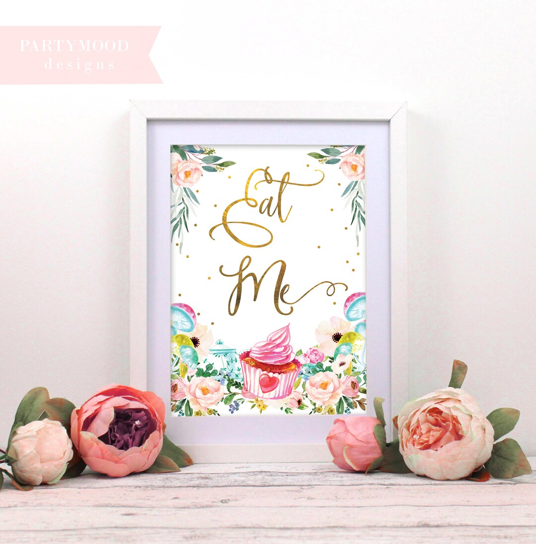 Alice in Wonderland Eat Me Sign, Decor Onederland Girl's 1st Birthday ...