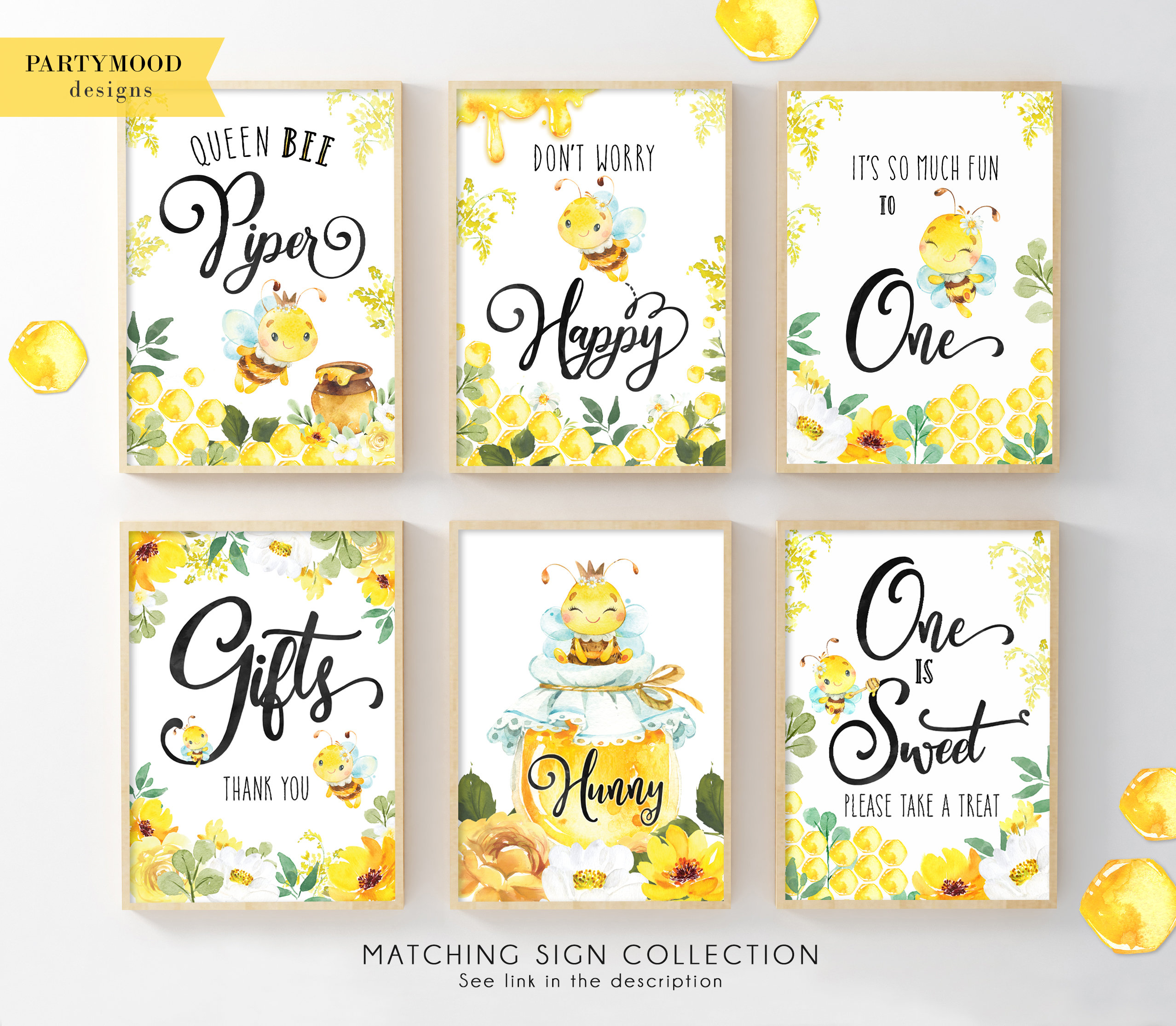 Bee Happy Birthday Banner Happy Bee Day Banner Little Honey | Etsy