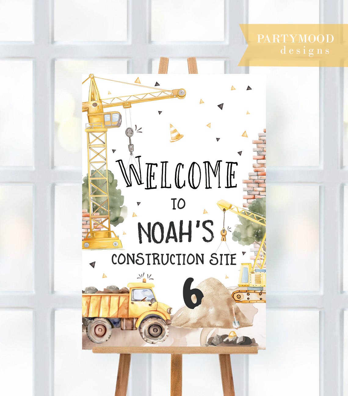Editable Construction Welcome Sign, Reception, Construction Birthday ...