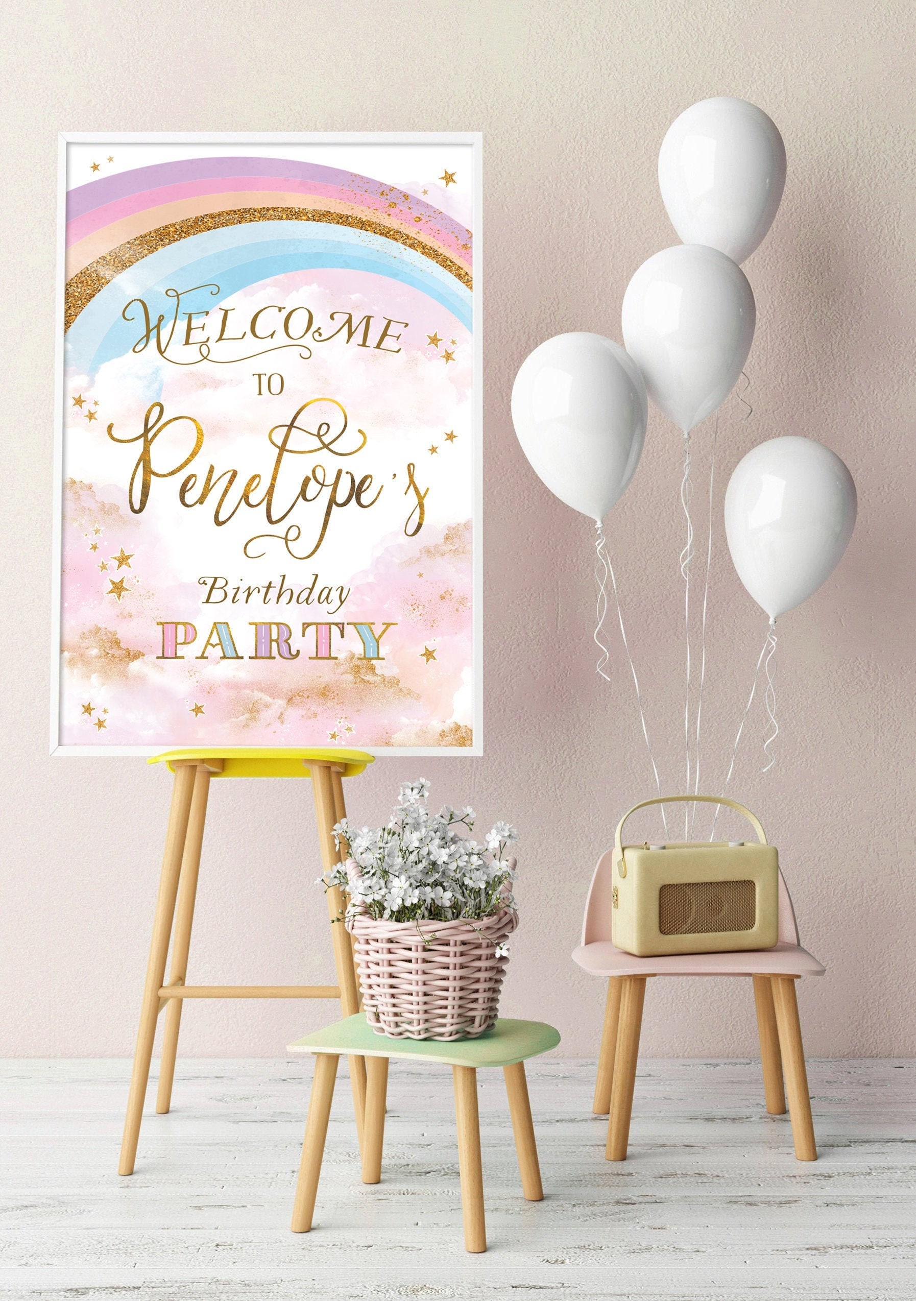 Rainbow Welcome Sign Rainbow Birthday Invitation Magical - Etsy
