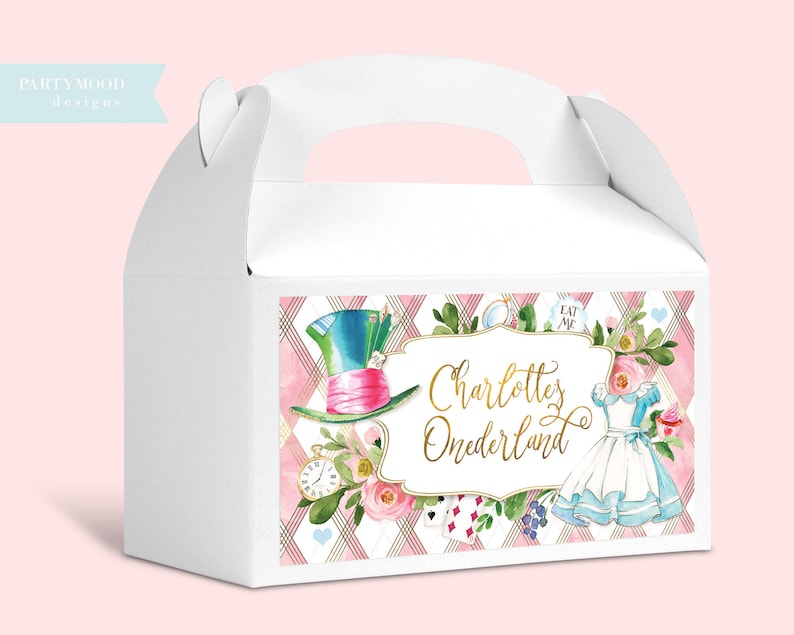 Alice in Wonderland Gable Box Editable Gift Box Onederland - Etsy
