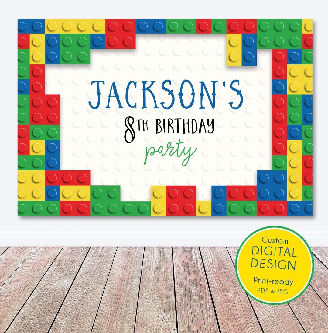 Building Blocks Backdrop, Editable Backdrop Blocks Birthday Party ...