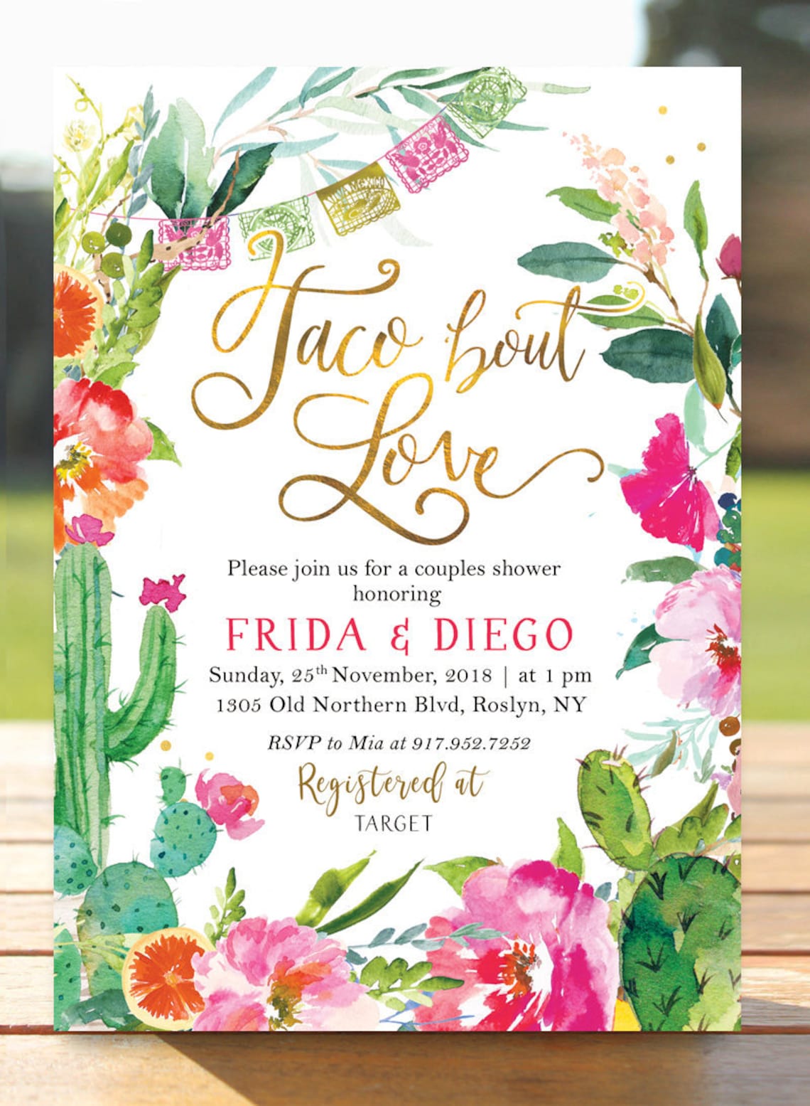 Fiesta Couples Shower Invitation - Mexican Birthday Invitation - Floral ...