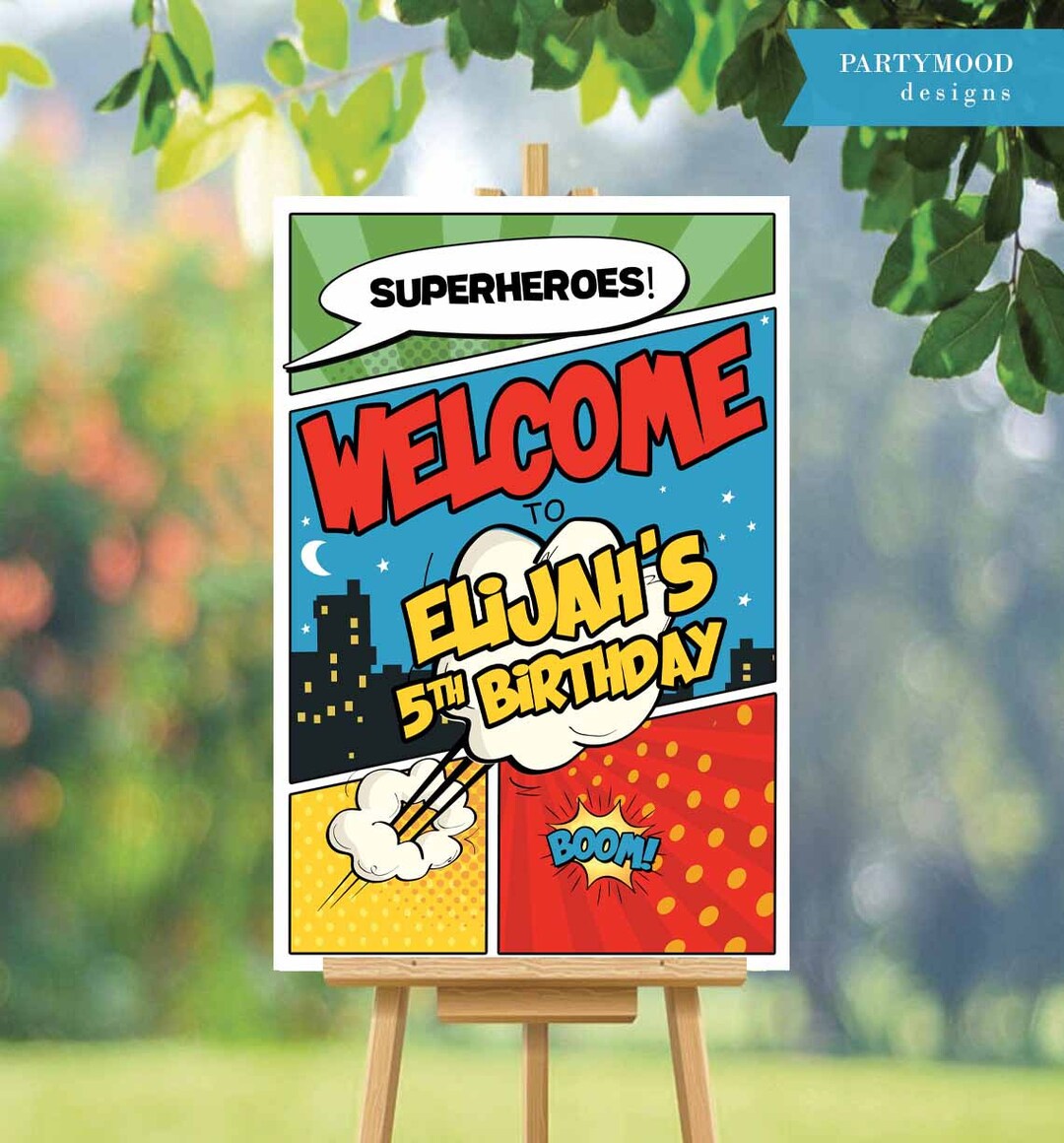 Superheroes Welcome Sign, Birthday Sign Reception, Superhero Decor ...