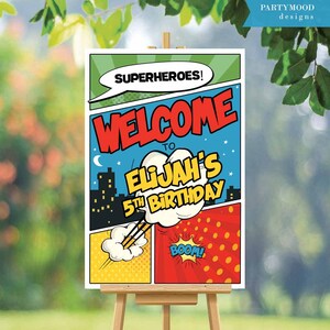 Superheroes Welcome Sign, Birthday Sign Reception, Superhero Decor ...