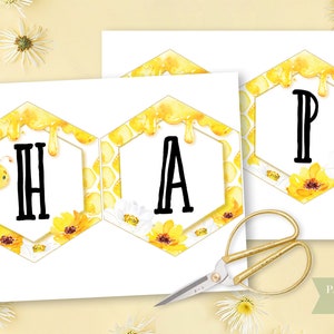 Bee Happy Birthday Banner, Happy Bee Day Banner, Little Honey, Bee-day ...