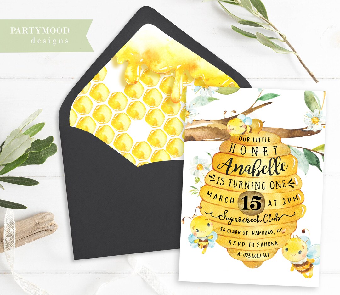 Bee Envelope Liner Set, Our Little Honey Birthday Party, Beehive, Bee ...