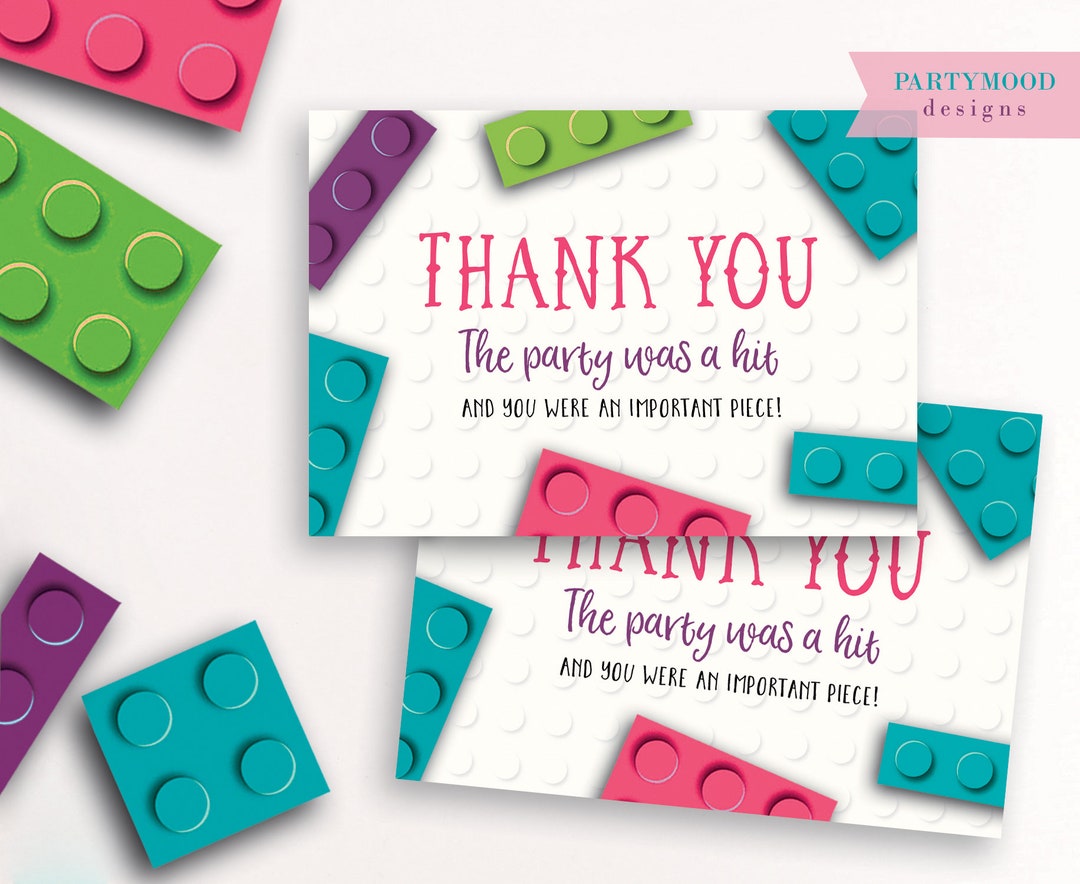 Building Blocks Thank You Cards, Thank You Cards, Blocks Birthday Party ...