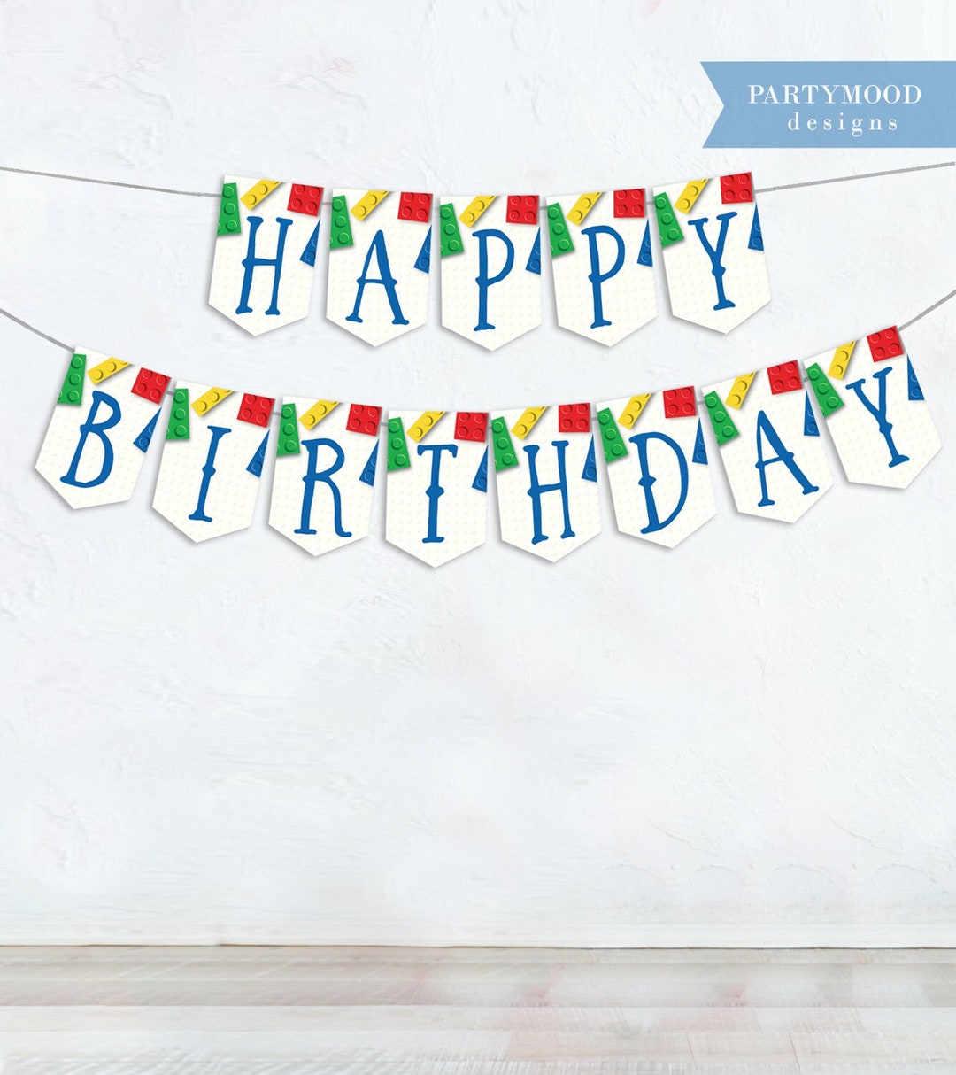 Building Blocks Happy Birthday Banner, HBD Banner Blocks Birthday Party ...