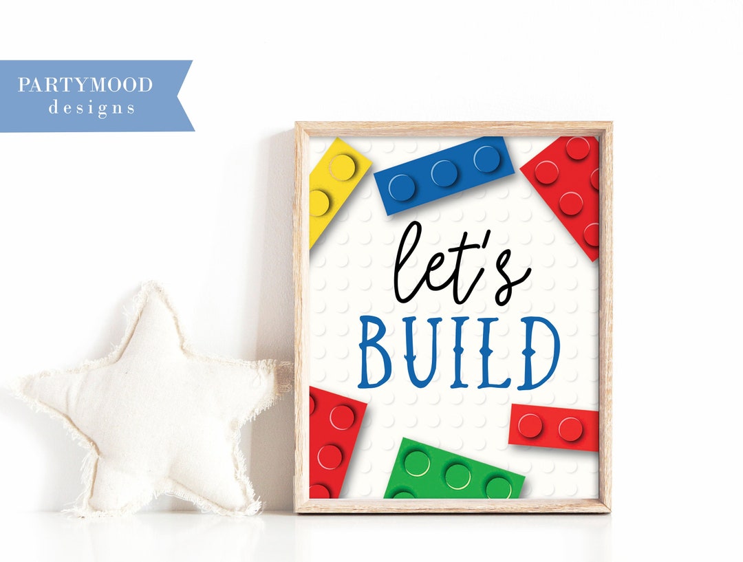 Let's Build Sign, Building Station Blocks Sign, Blocks Birthday Party ...