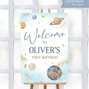 Space Welcome Sign, Outer Space First Birthday, Space Theme, First Trip ...