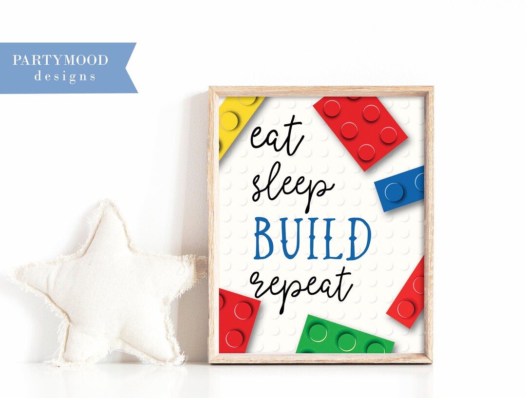 Eat Sleep Build Sign, Building Blocks Birthday Sign, Blocks Birthday ...