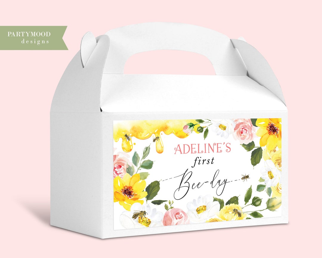 Bee Gable Box, Bee One, Favor, Gift Box, Honey Jar, Bumble Bee Decor ...