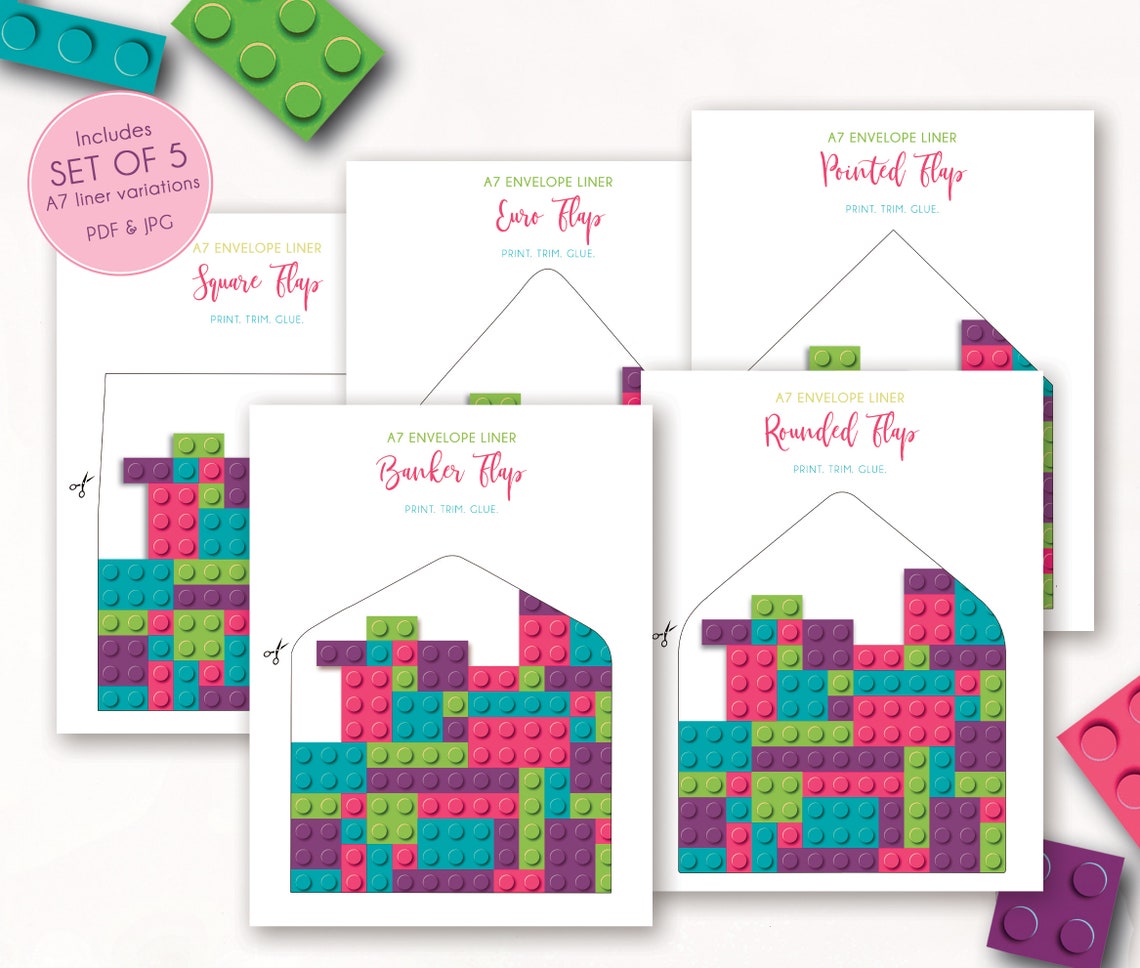 Building Blocks Envelope Liners Liner Set Blocks Birthday - Etsy