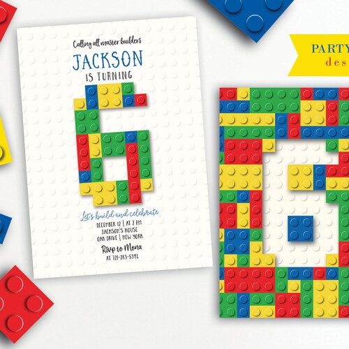 Editable Building Blocks Invitation Blocks Birthday Party - Etsy