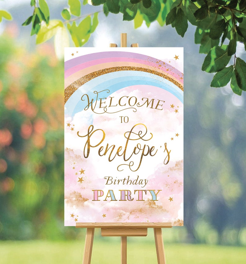 Rainbow Welcome Sign Editable Rainbow Birthday Magical - Etsy