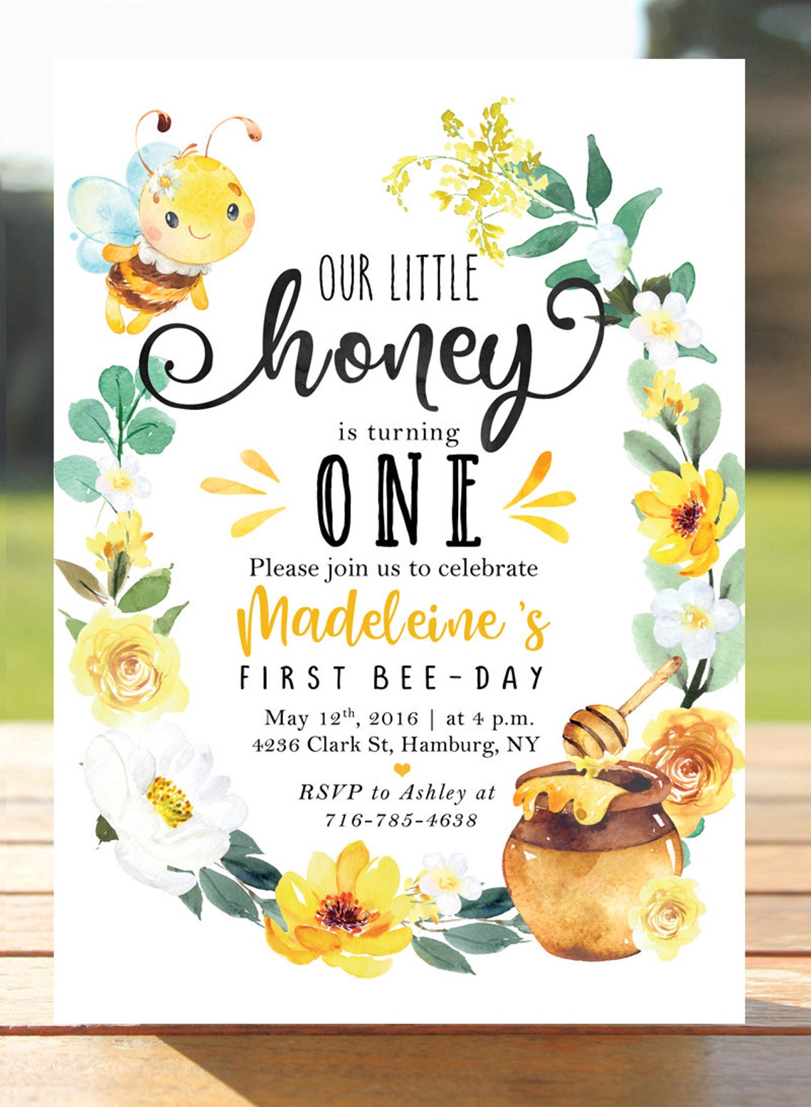 Bee Birthday Invitation Editable Beehive Invite Little Honey - Etsy