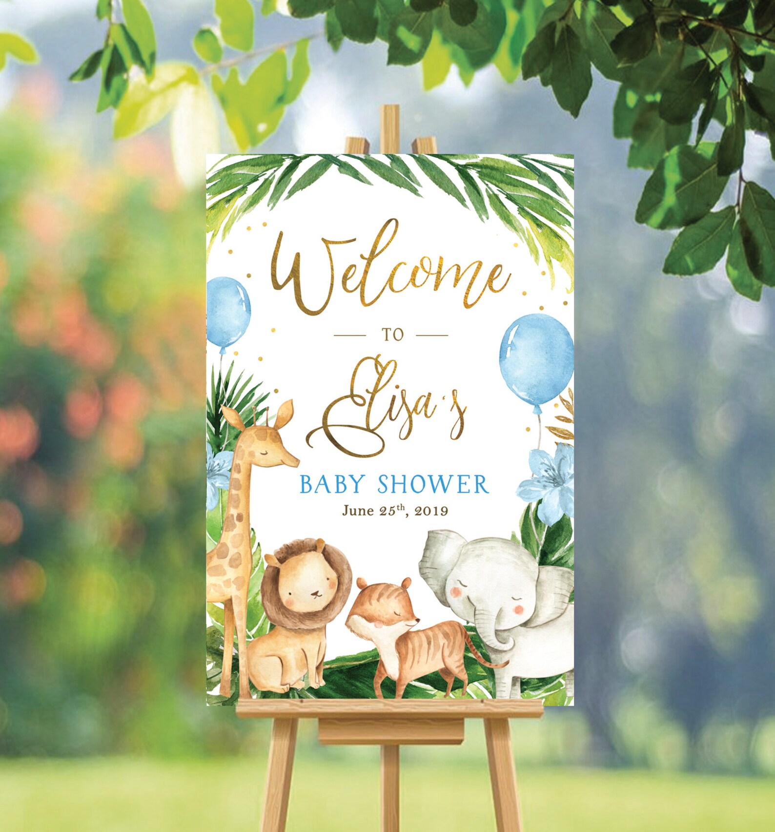 Safari Welcome Sign Blue Boy's Baby Shower Party - Etsy