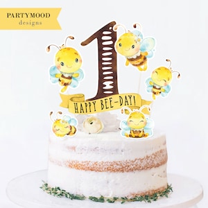 Bee Happy Birthday Banner, Happy Bee Day Banner, Little Honey, Bee-day ...