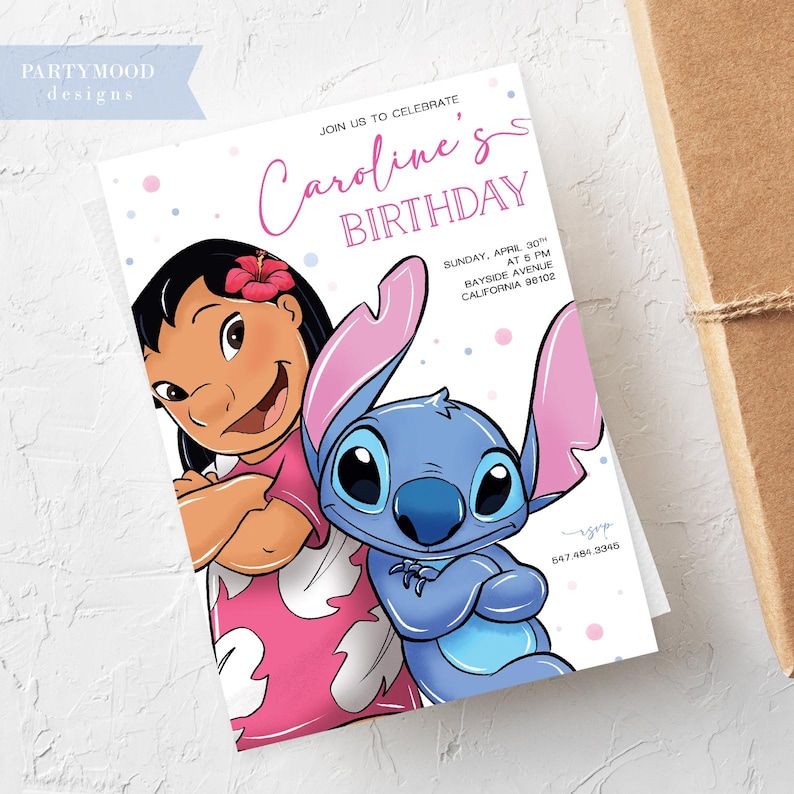Lilo and Stitch Birthday Party Invitation Template Editable Stitch ...