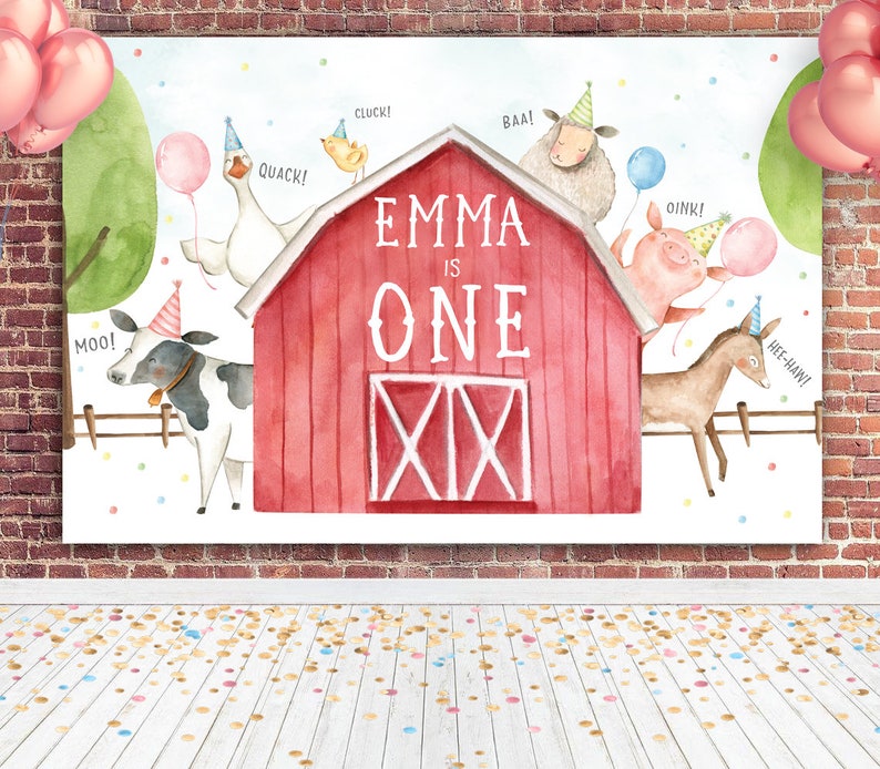 Farm Backdrop, Banner, Farm Animals, Boy First Birthday, Girl Birthday ...
