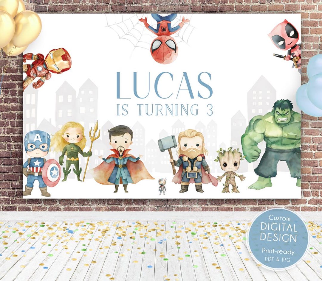 Superheroes Backdrop, Birthday Sign Reception, Avengers Decor ...