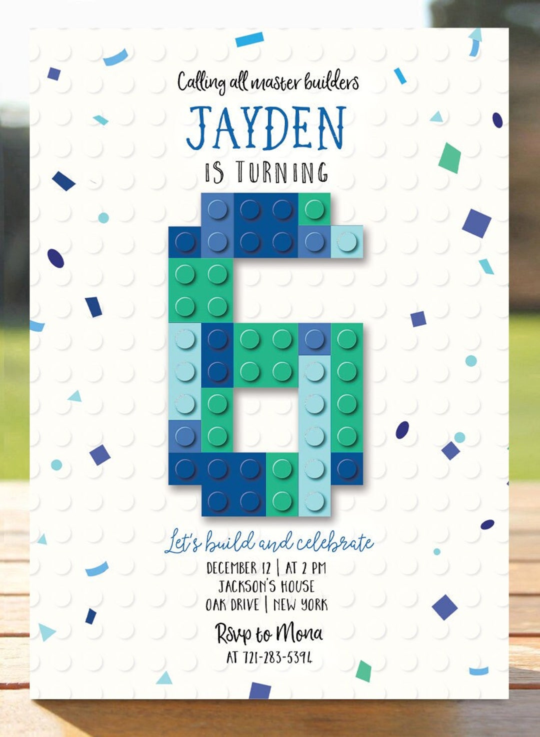 Building Blocks Invitation, Blocks Birthday Party, Builders, Building ...