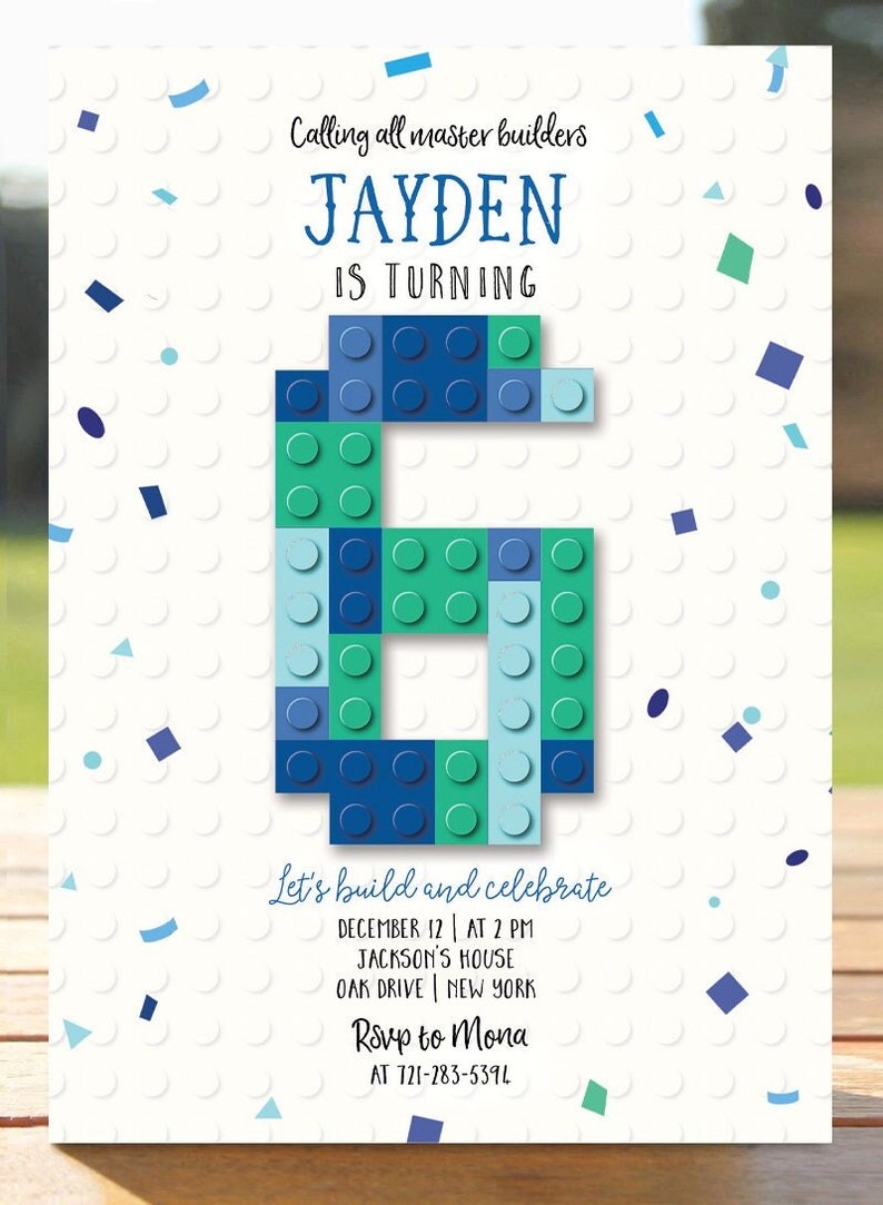 Building Blocks Invitation Blocks Birthday Party Builders - Etsy