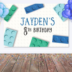 Editable Building Blocks Backdrop, Bricks Backdrop Birthday Party ...