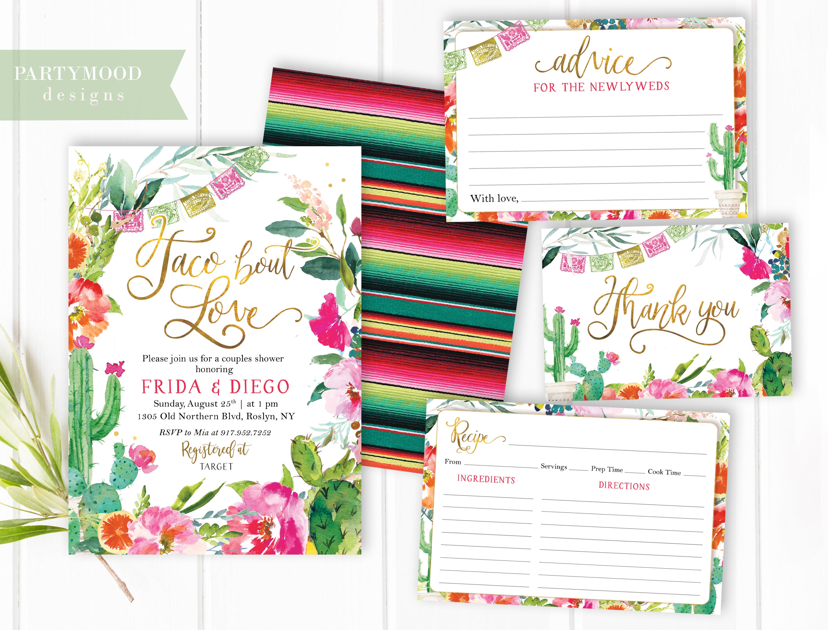 Fiesta Couples Shower Invitation - Mexican Birthday Invitation - Floral ...