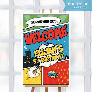 Superheroes Welcome Sign, Birthday Sign Reception, Superhero Decor ...