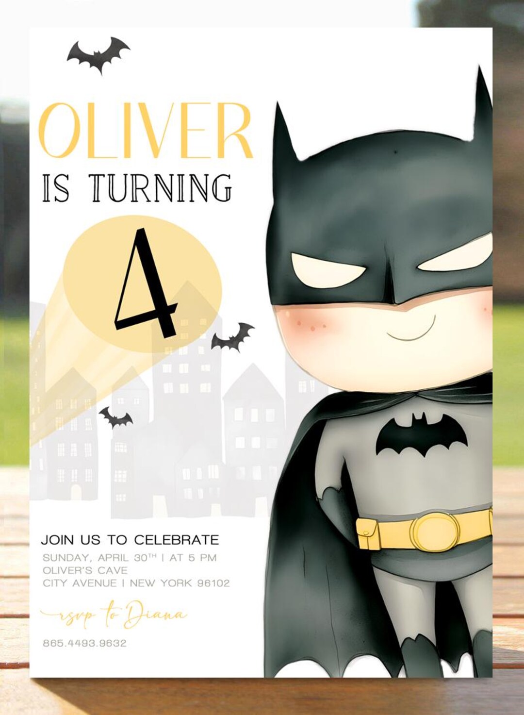 Editable Batman Invitation, Superhero Birthday Invite, Superhero Theme ...