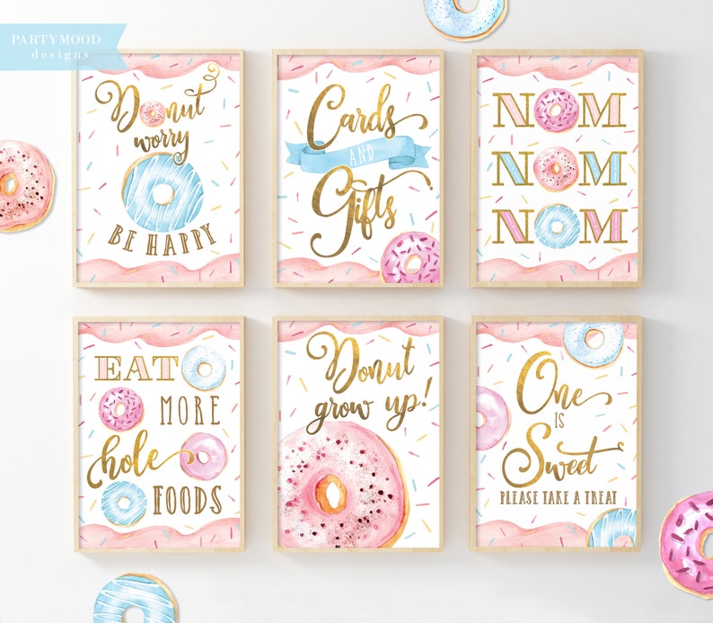 Funny Donut Signs Set of Printable Signs Donut Birthday | Etsy