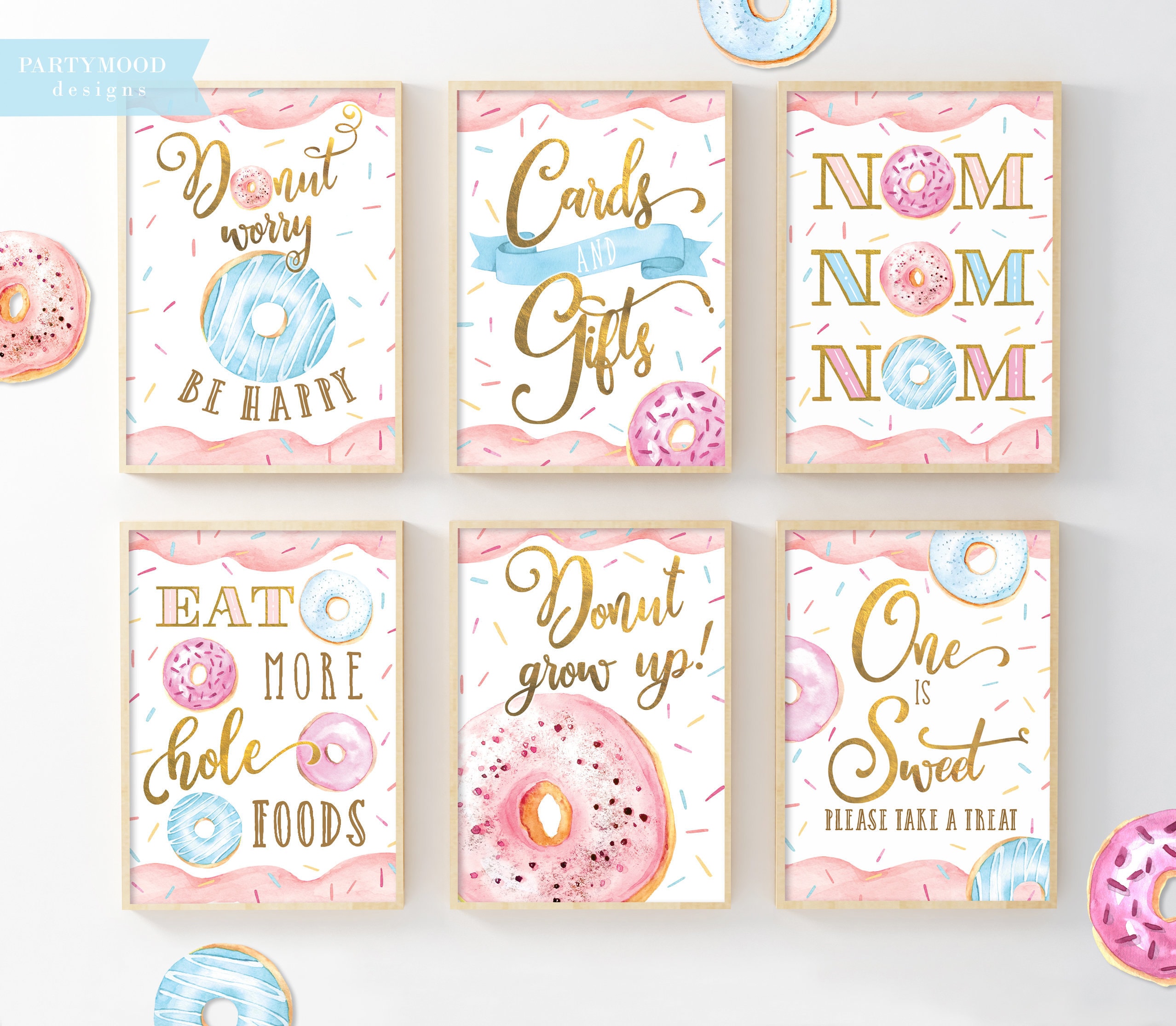 Funny Donut Signs, Set of Printable Signs, Donut Birthday, Donut ...