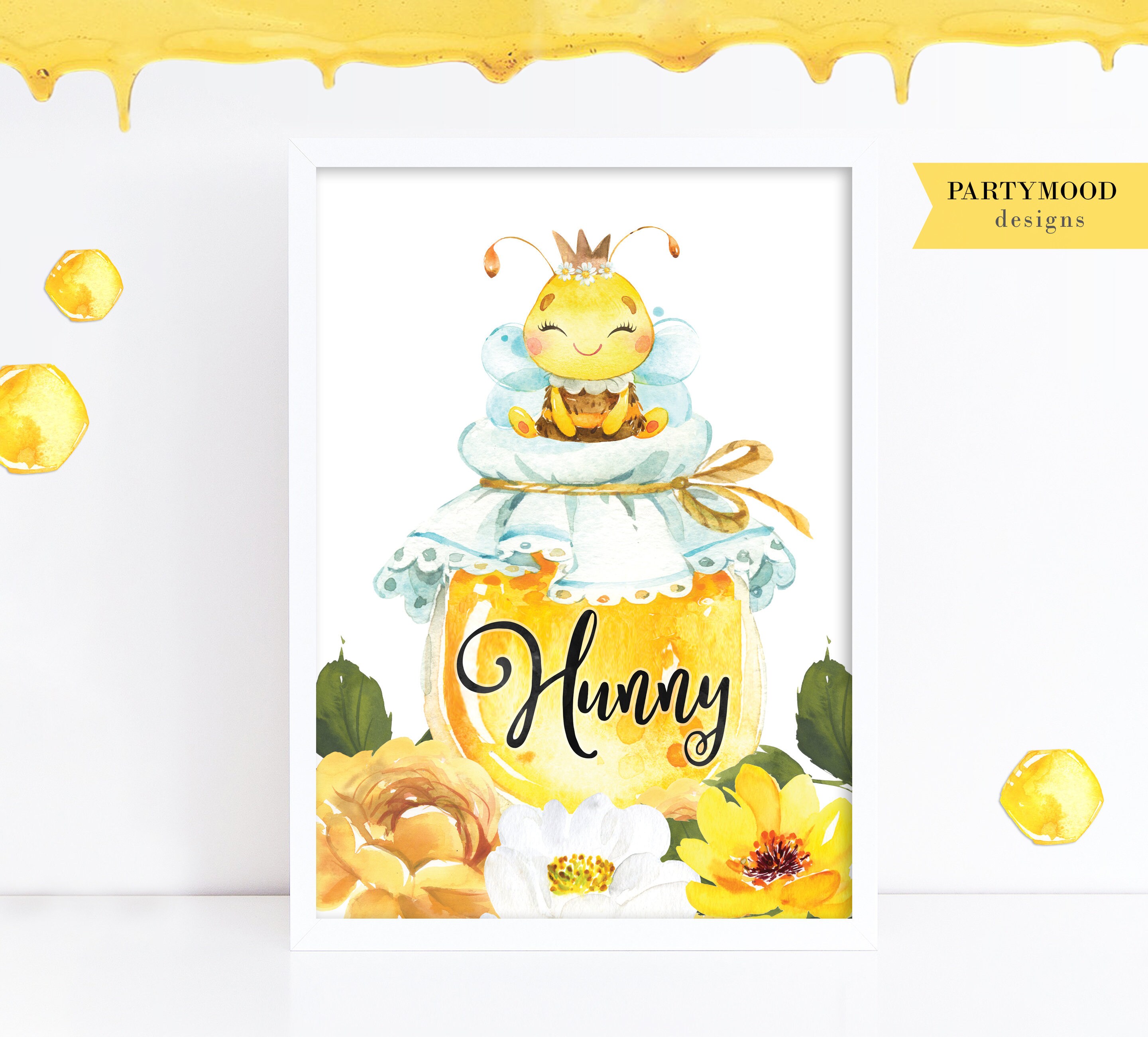 Bee Birthday Signs, Set of 6 Signs, Fun Sign, Our Little Honey Bee ...
